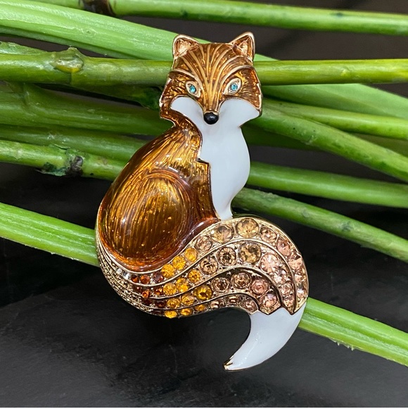 Napier | Jewelry | Vintage Napier Signed Goldtone Fox Rhinestone ...